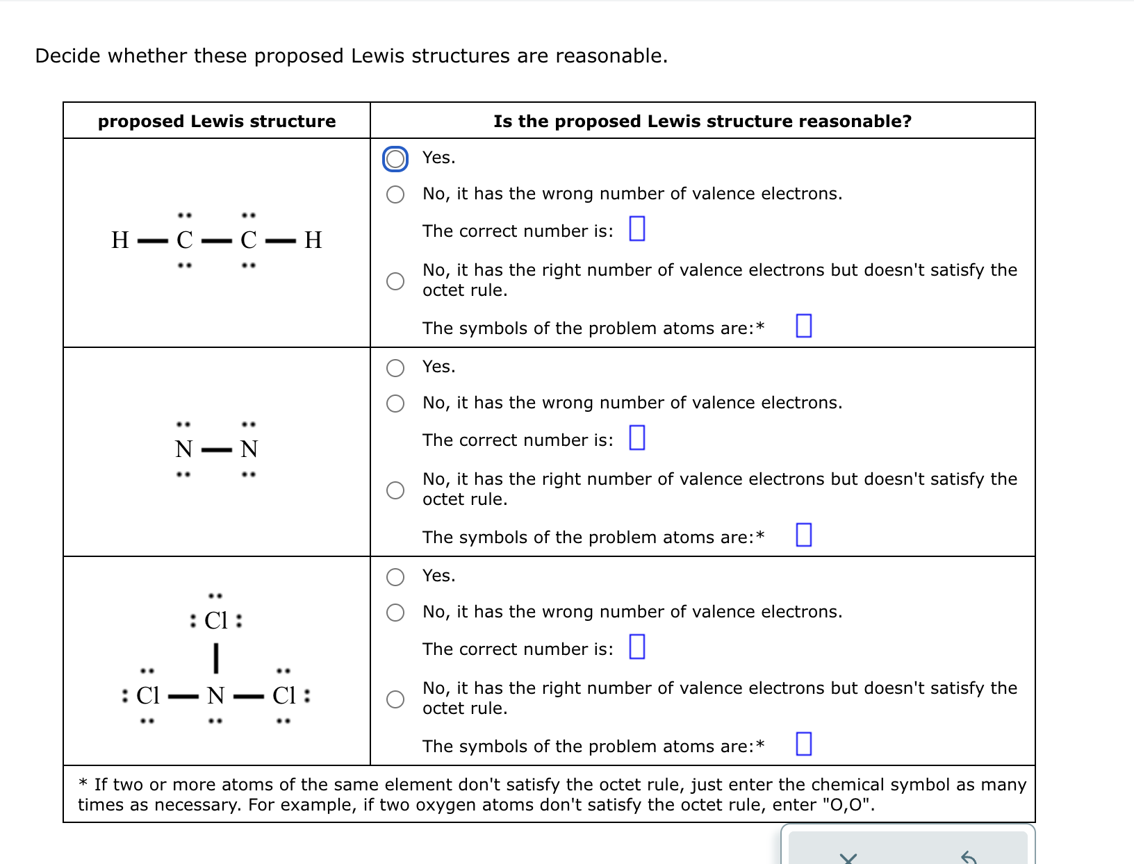 Solved Decide whether these proposed Lewis structures are | Chegg.com