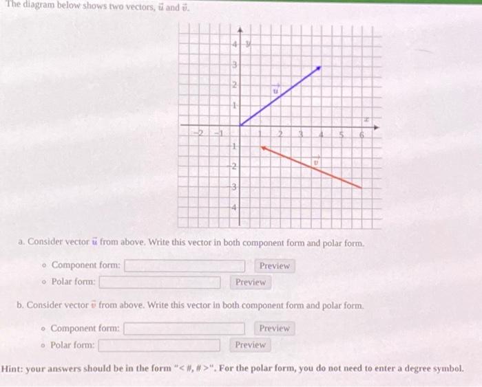 Solved The diagram below shows two vectors, u and v.a.) | Chegg.com