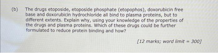 Solved (b) The drugs etoposide, etoposide phosphate | Chegg.com
