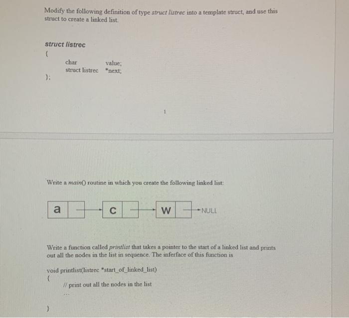 Solved Modify the following definition of type struct | Chegg.com