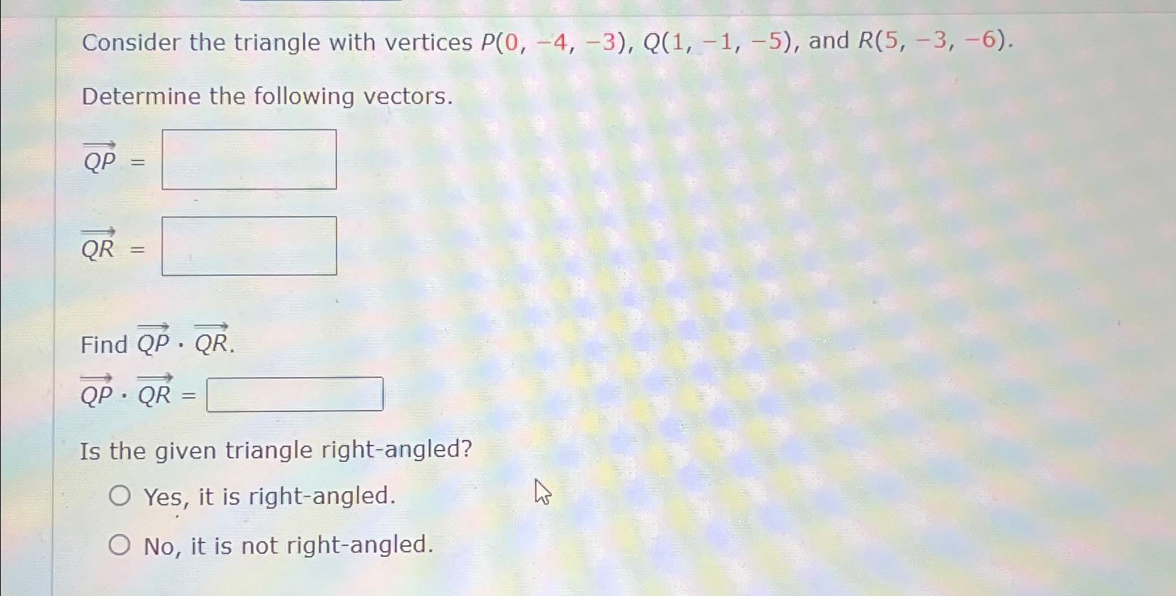 Solved Consider the triangle with vertices | Chegg.com