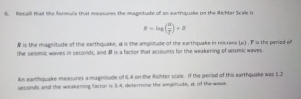 Solved Recall that the formula that measures the magnitude | Chegg.com