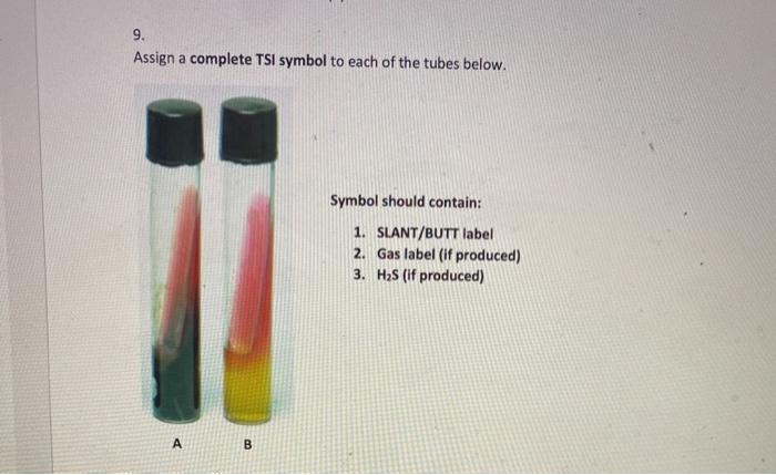 Solved 9. Assign a complete TSI symbol to each of the tubes | Chegg.com