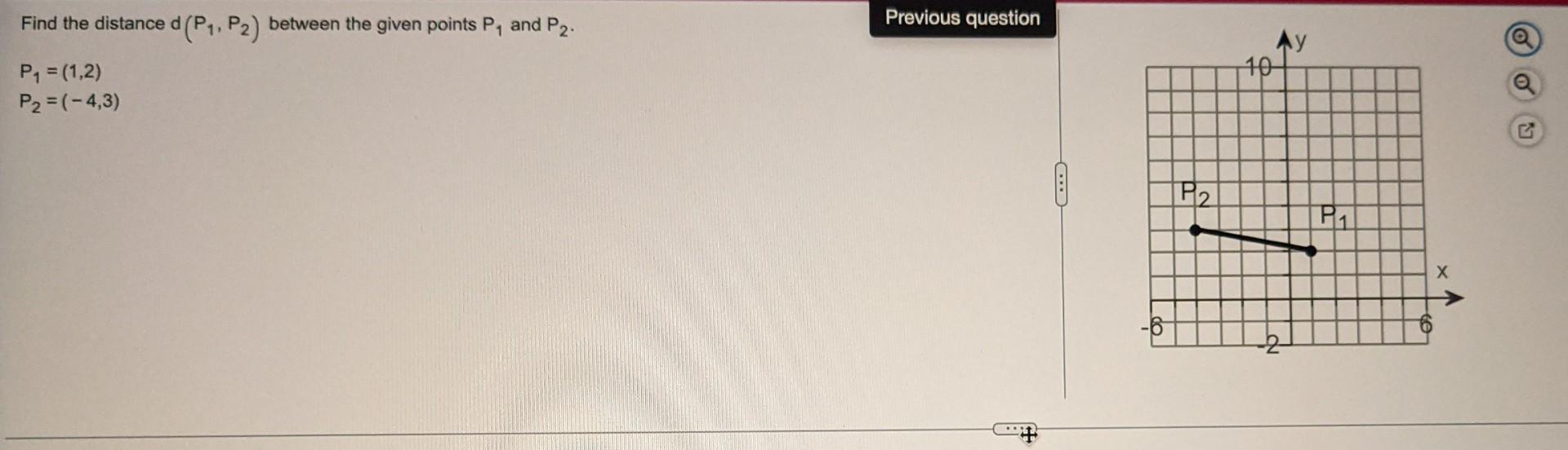 Solved Find the distance d (P₁, P2) between the given points | Chegg.com