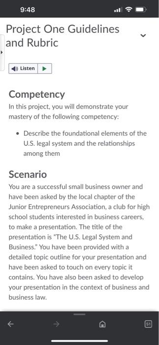 9:48 Project One Guidelines and Rubric Listen | Chegg.com