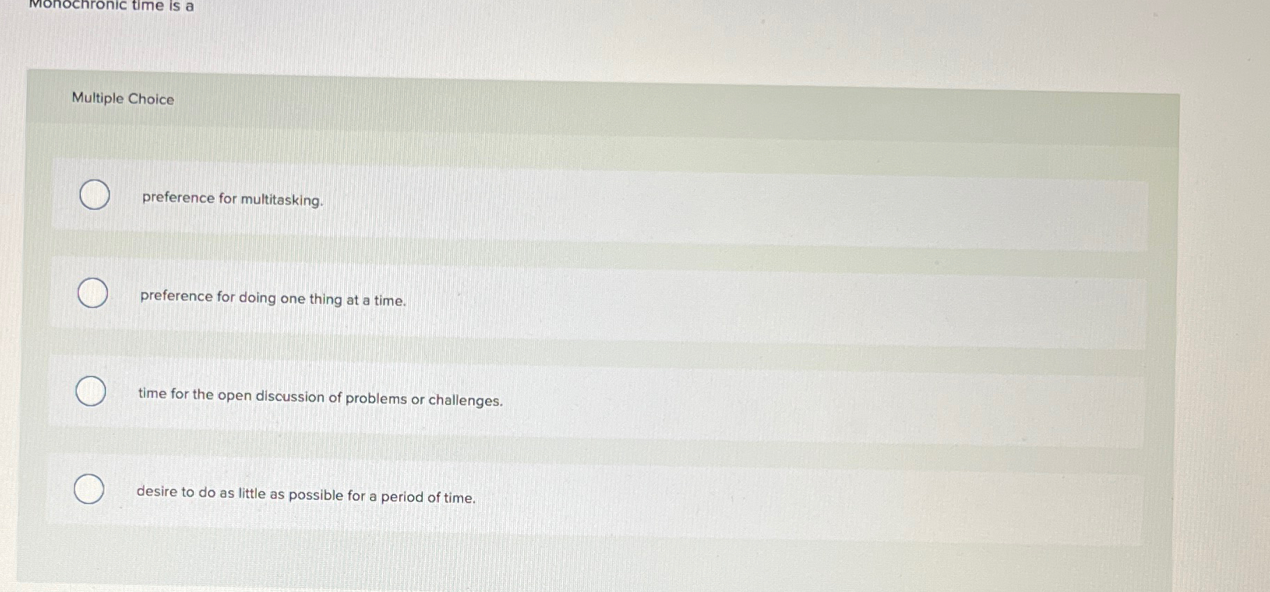 Solved Multiple Choicepreference for multitasking.preference | Chegg.com