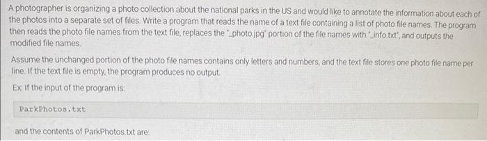 Solved A photographer is organizing a photo collection about | Chegg.com