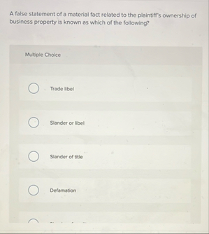 Solved A false statement of a material fact related to the | Chegg.com