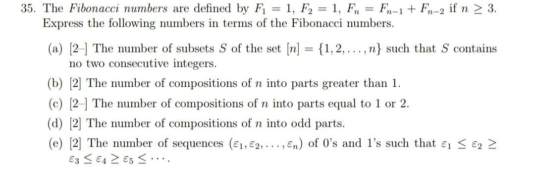 Solved 35. The Fibonacci numbers are defined by | Chegg.com