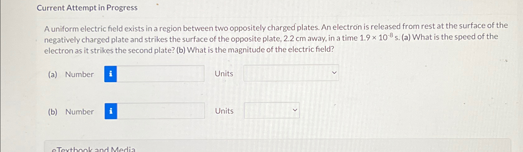 Solved Current Attempt in ProgressA uniform electric field | Chegg.com