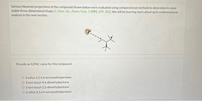 Solved Choose its correct Newman projection as viewed from | Chegg.com