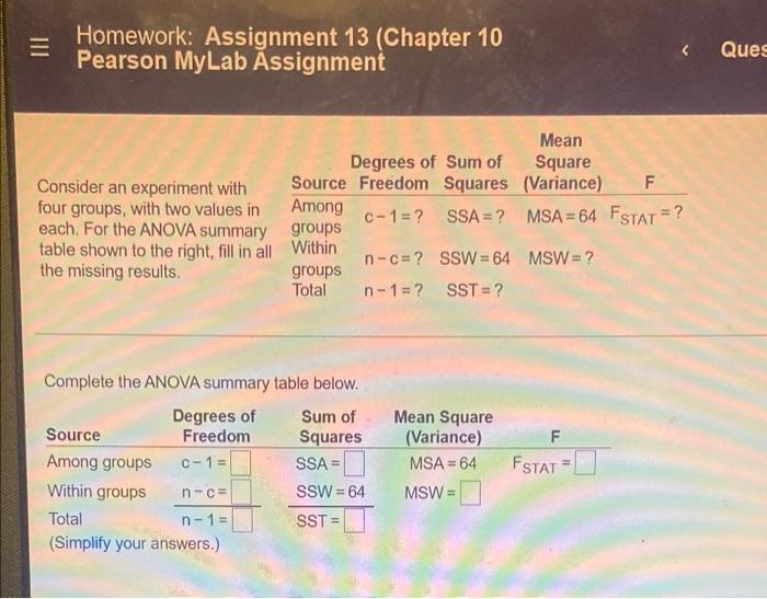 Solved = Homework: Assignment 13 (Chapter 10 Pearson MyLab | Chegg.com