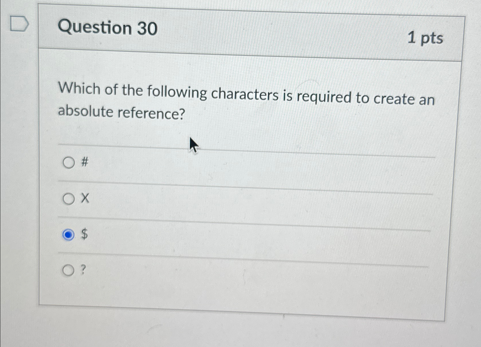 Solved Question 301 ptsWhich of the following characters is | Chegg.com Solved Question 301 ptsWhich of the following characters is | Chegg.com