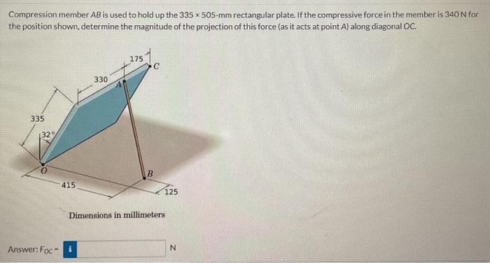 Compression member AB is used to hold up the | Chegg.com
