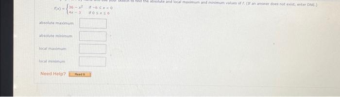 f(x)={36−x24x−3 if −6≤x