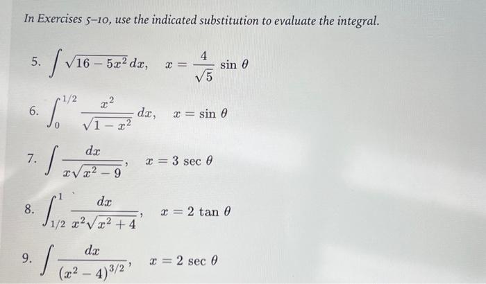 Solved In Exercises 5−10, use the indicated substitution to | Chegg.com