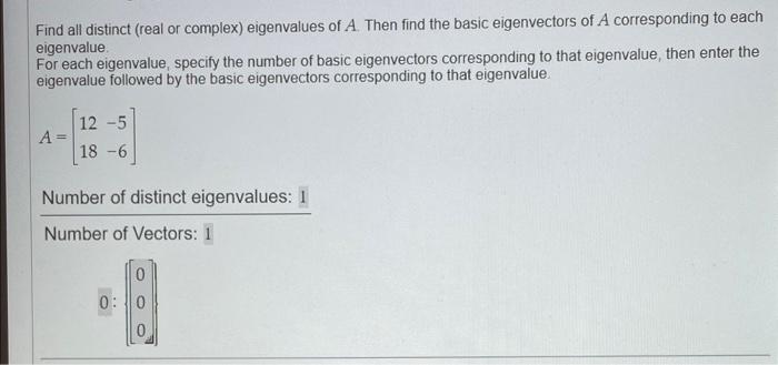 Solved Find all distinct (real or complex) eigenvalues of A. | Chegg.com