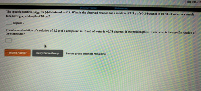 Solved [Review Topics References The specific rotation, | Chegg.com