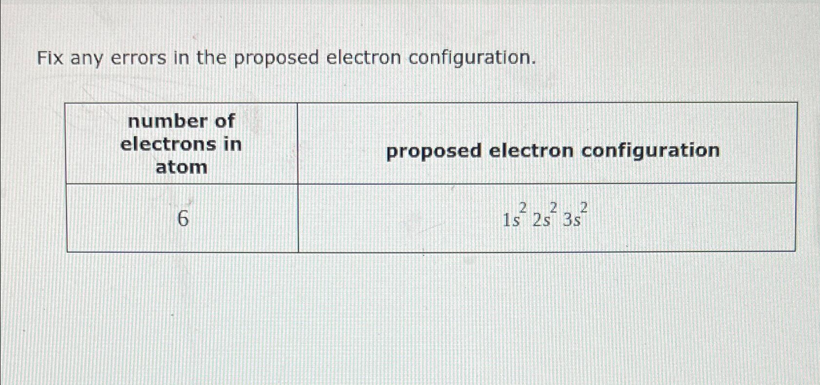 Solved Fix any errors in the proposed electron | Chegg.com