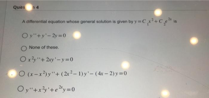 Solved A differential equation whose general solution is | Chegg.com