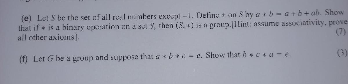Solved a (e) Let S be the set of all real numbers except -1. | Chegg.com