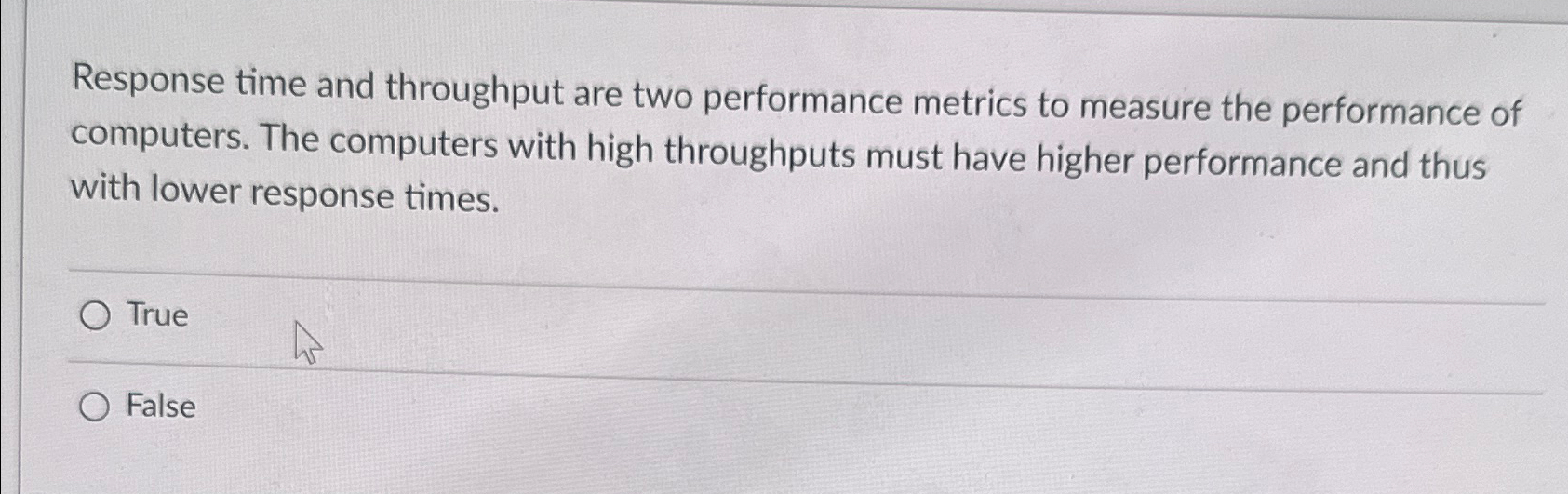 Solved Response time and throughput are two performance | Chegg.com
