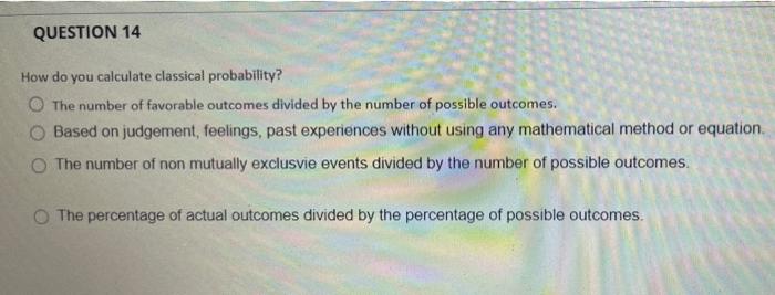 Solved QUESTION 14 How do you calculate classical | Chegg.com