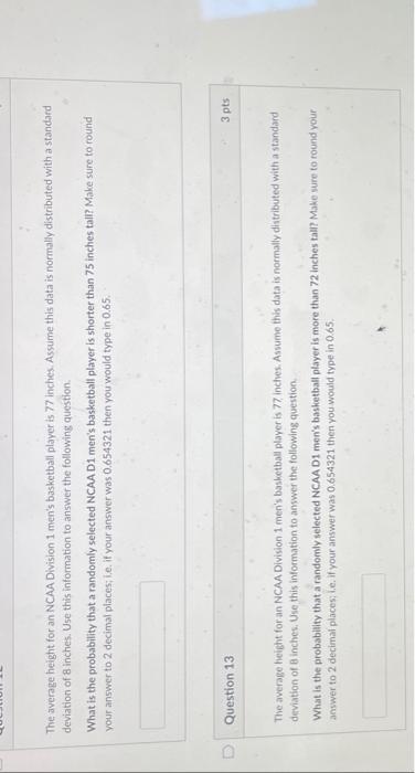 Solved The average height for an NCAA Division 1 men's | Chegg.com