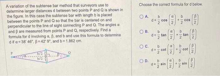 Solved A variation of the subtense bar method that surveyors | Chegg.com