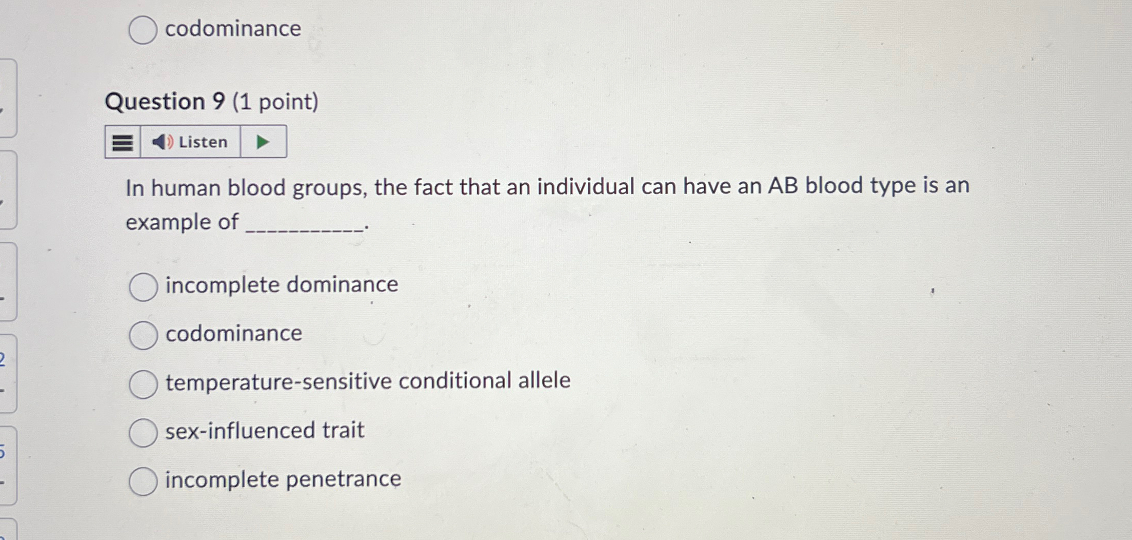 Solved codominanceQuestion 9 (1 ﻿point) In human blood | Chegg.com