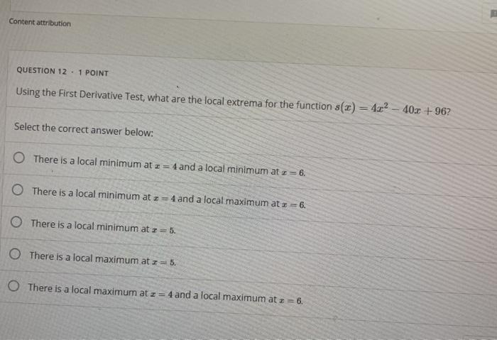 Solved Content attribution QUESTION 12.1 POINT Using the | Chegg.com