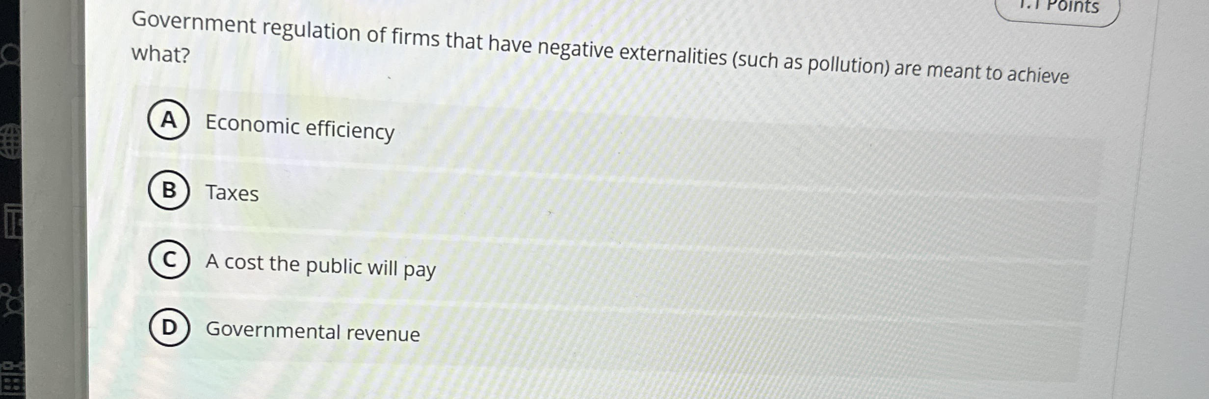 Solved Government regulation of firms that have negative | Chegg.com