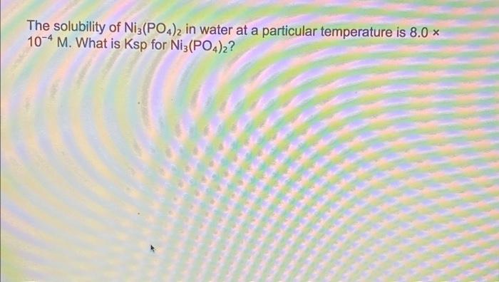 Solved The solubility of Ni3(PO4)2 in water at a particular | Chegg.com