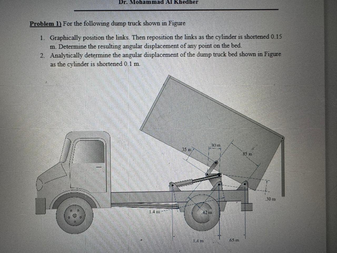 Solved Problem 1) ﻿For the following dump truck shown in | Chegg.com
