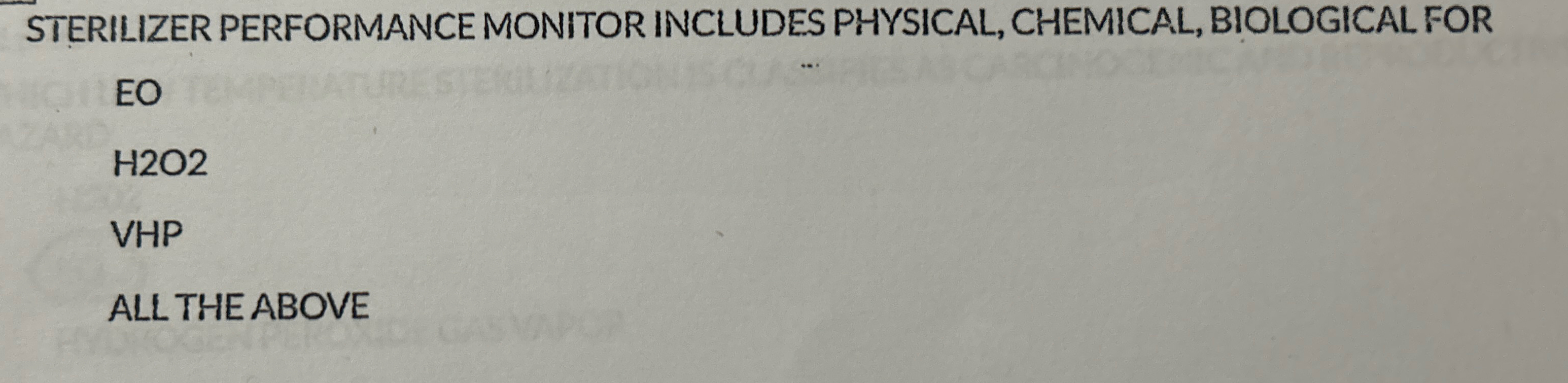 Solved STERILIZER PERFORMANCE MONITOR INCLUDES PHYSICAL, | Chegg.com