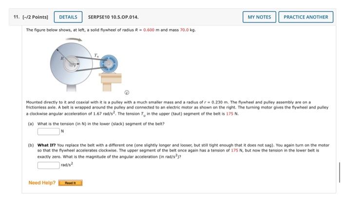 Solved The figure below shows, at left, a solid flywheel of | Chegg.com