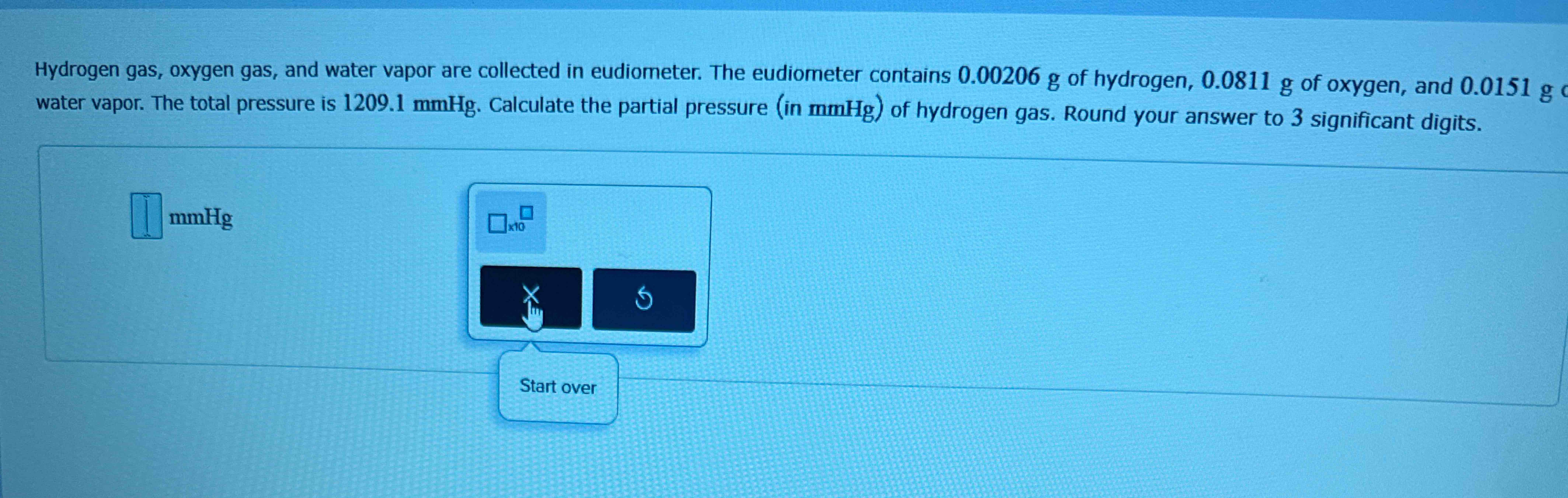 Solved Hydrogen gas, oxygen gas, and water vapor are | Chegg.com