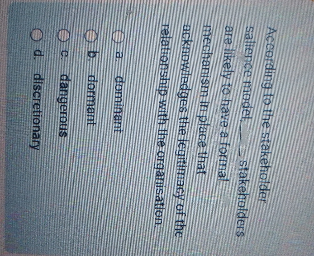 Solved According To The Stakeholder Salience Model 1077