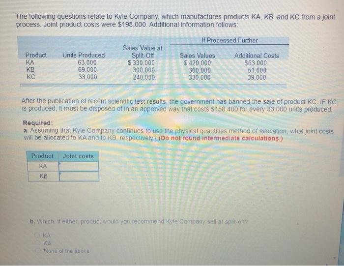 Solved The following questions relate to Kyle Company, which | Chegg.com