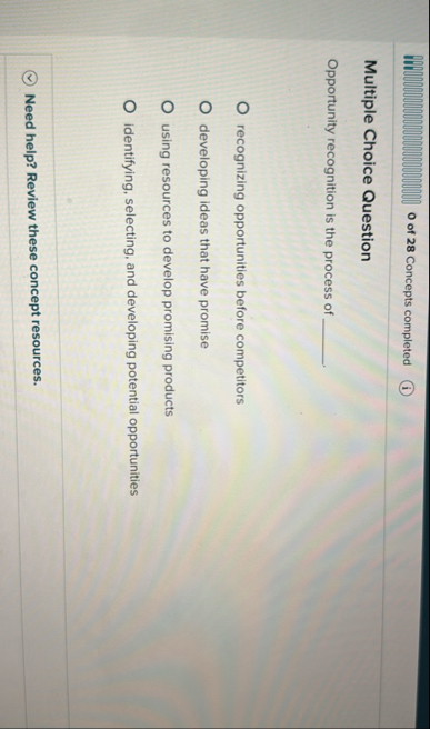 Solved 0 ﻿of 28 ﻿Concepts completed(i)Multiple Choice | Chegg.com
