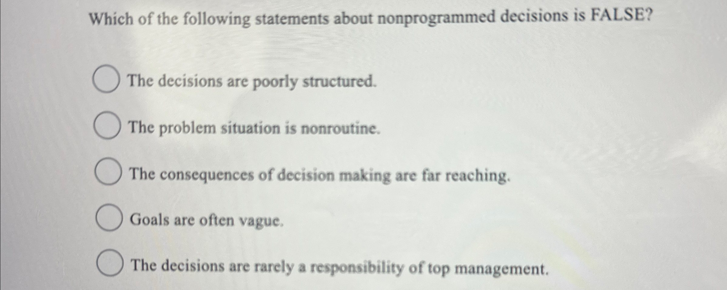 Solved Which of the following statements about nonprogrammed | Chegg.com