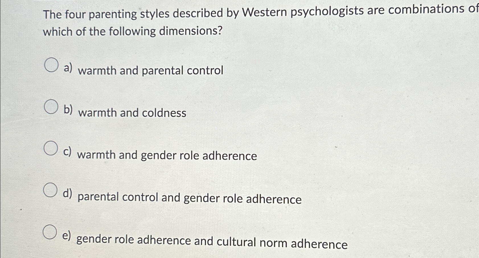 Solved The four parenting styles described by Western | Chegg.com