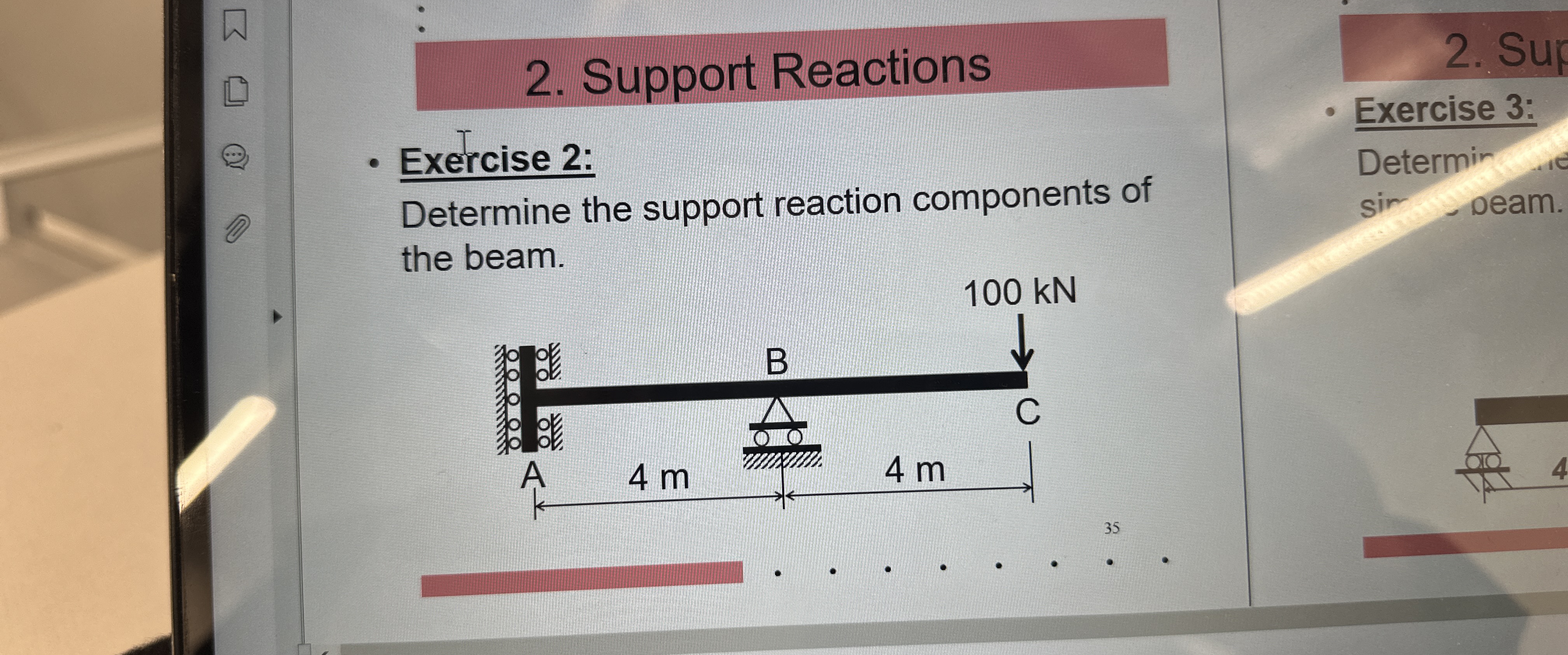 Solved Support ReactionsExércise 2:Determine the support | Chegg.com