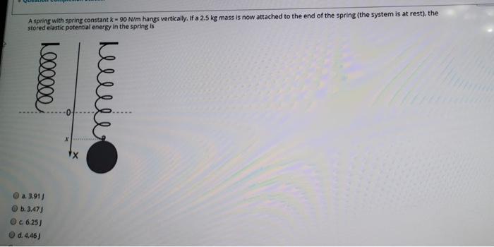 Solved A spring with spring constant k = 90 N/m hangs | Chegg.com