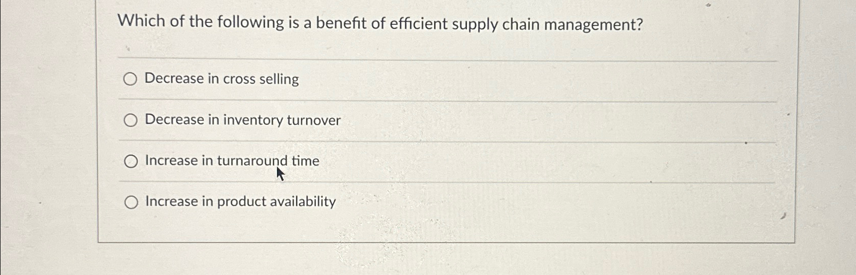 Solved Which of the following is a benefit of efficient | Chegg.com