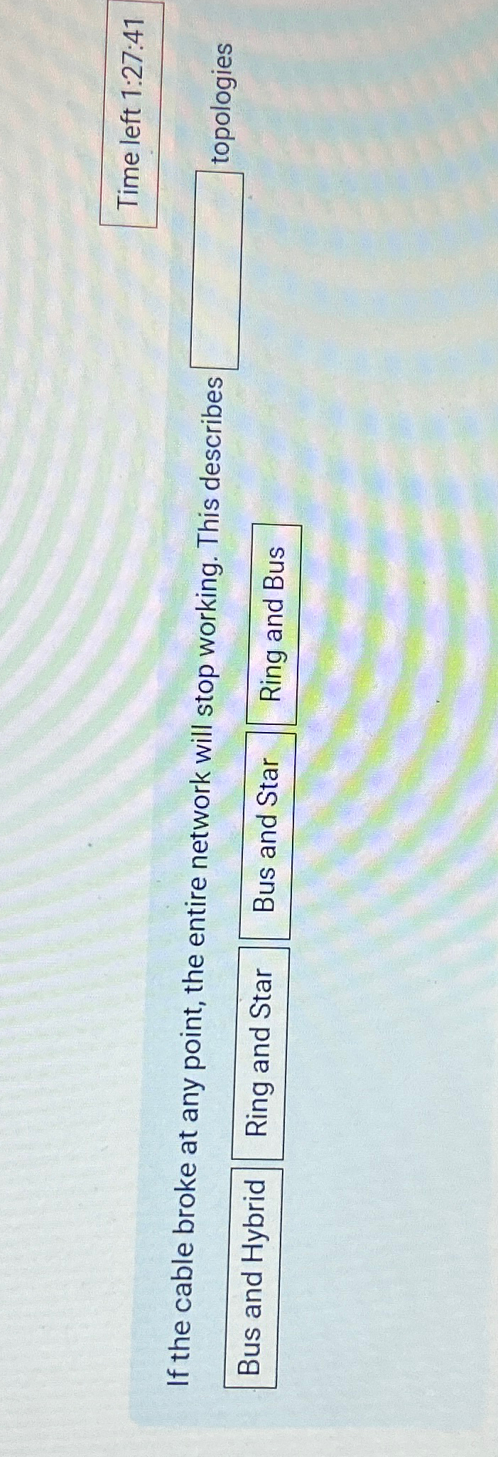 Solved Time left 1:27:41If the cable broke at any point, the | Chegg.com