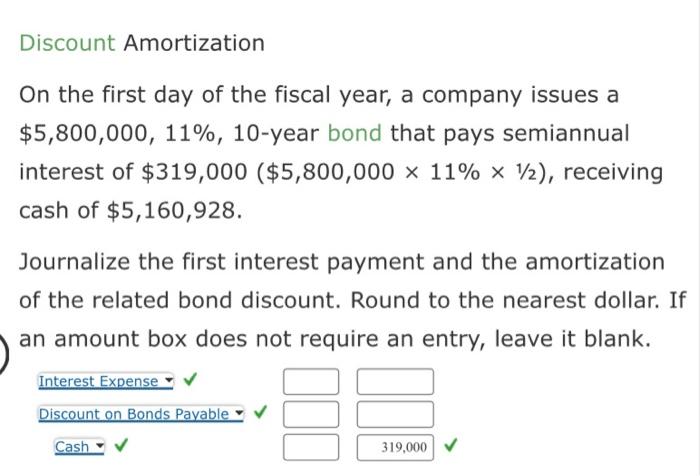 Solved Discount Amortization On the first day of the fiscal | Chegg.com