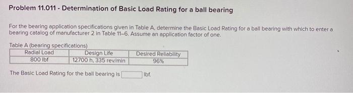 Solved Problem 11.011 - Determination of Basic Load Rating | Chegg.com