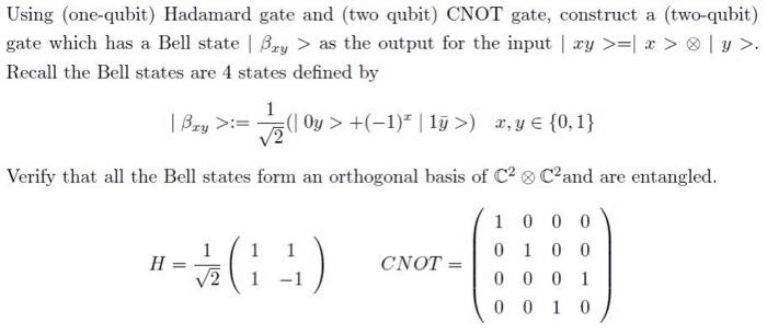 Solved Using (one-qubit) Hadamard gate and (two qubit) CNOT | Chegg.com