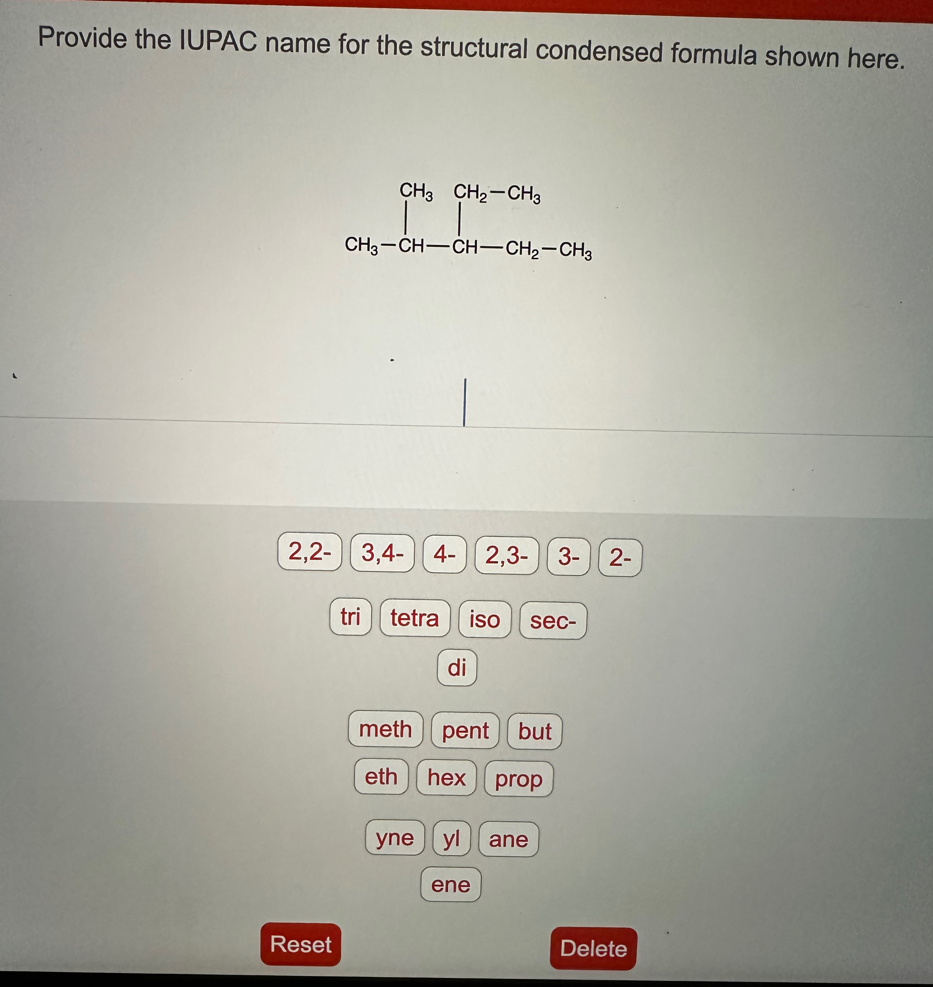 Solved Provide the IUPAC name for the structural condensed | Chegg.com
